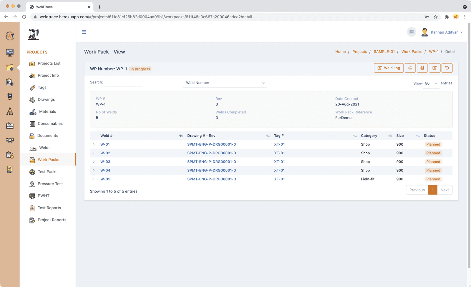 Welding project software - WeldTrace